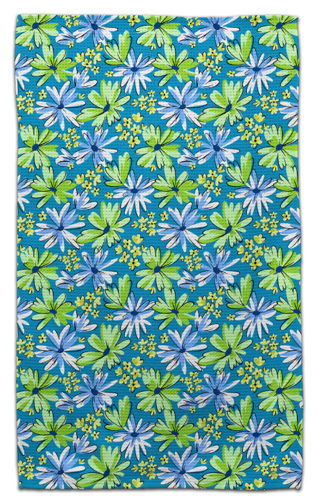 Retro Blue/Green Daisy Towel | The Bottled Olive Pantry